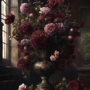 Victorian Floral Dark Academia Wall Art-set of 3 Digital Download ...