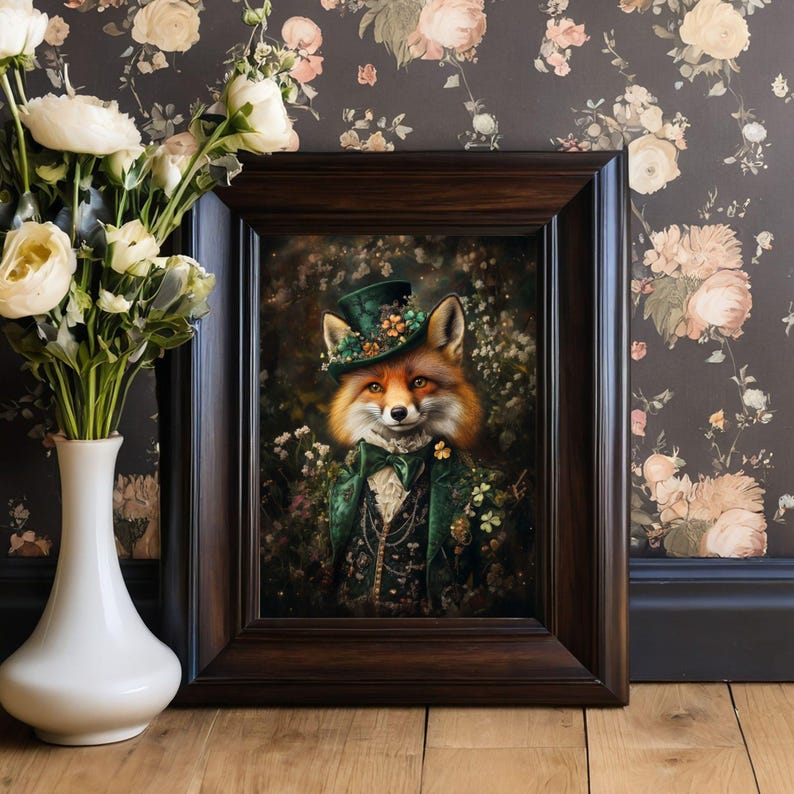 St. Patrick's Irish Fox Printable Wall Art- Irish Gifts for Dark ...
