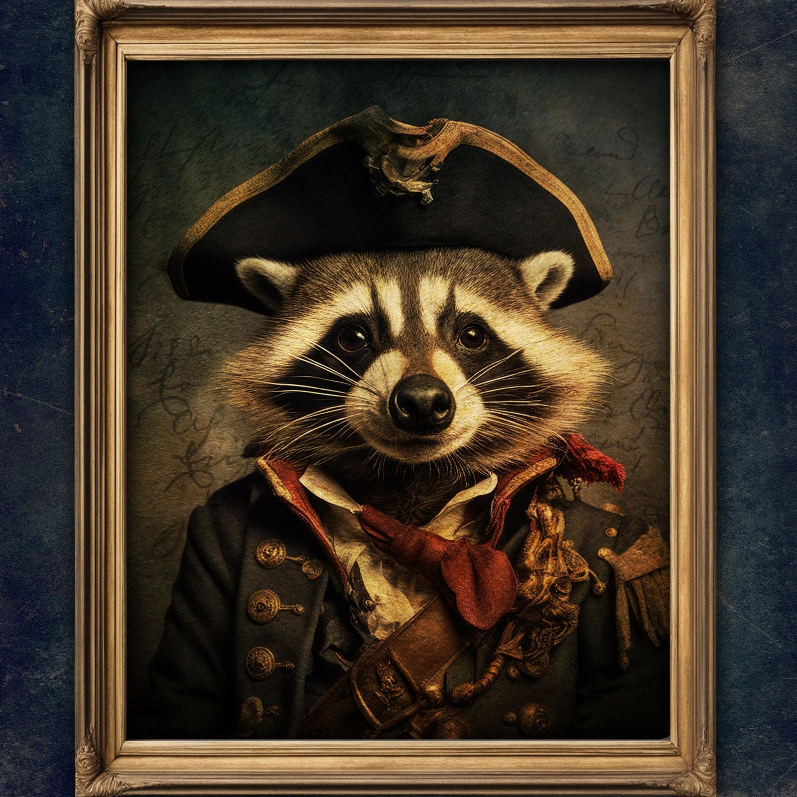 Printable Pirate Captain Raccoon Oil Painting Portrait | Dark Academia ...
