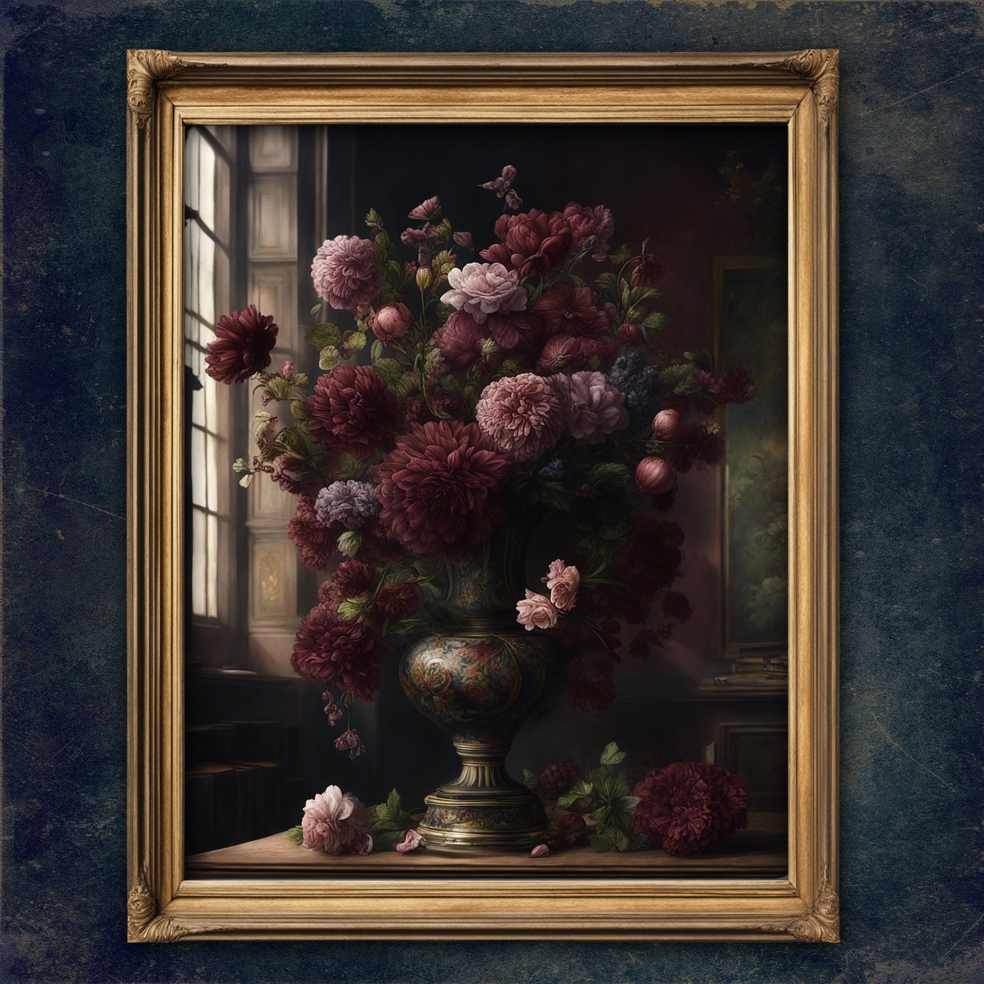 Victorian Floral Dark Academia Wall Art-set of 3 | Digital Download ...
