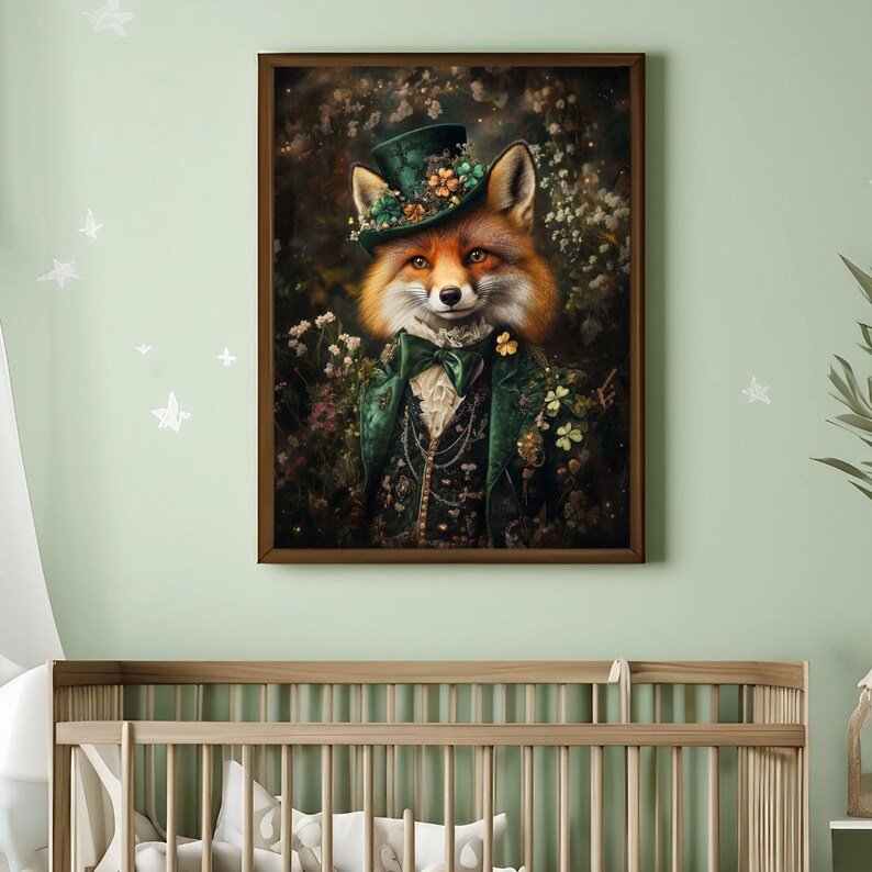 St. Patrick's Irish Fox Printable Wall Art- Irish Gifts for Dark ...