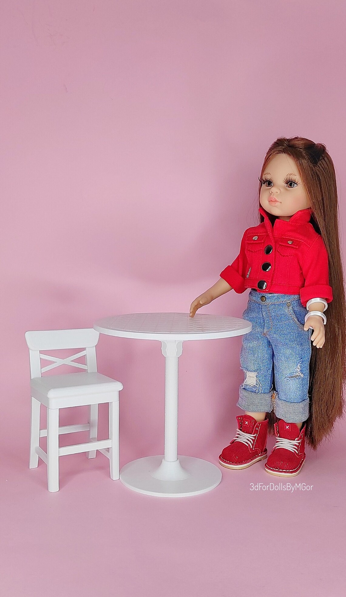 Table for Paola Reina Doll, 13 Inch Doll Miniature, Dollhouse Table ...