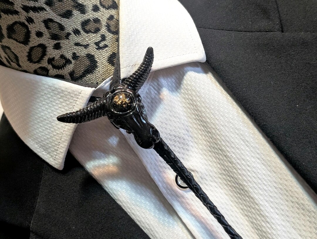 Black Longhorn Skull Bolo Tie - Southwestern Rustic Handmade Accessory ...