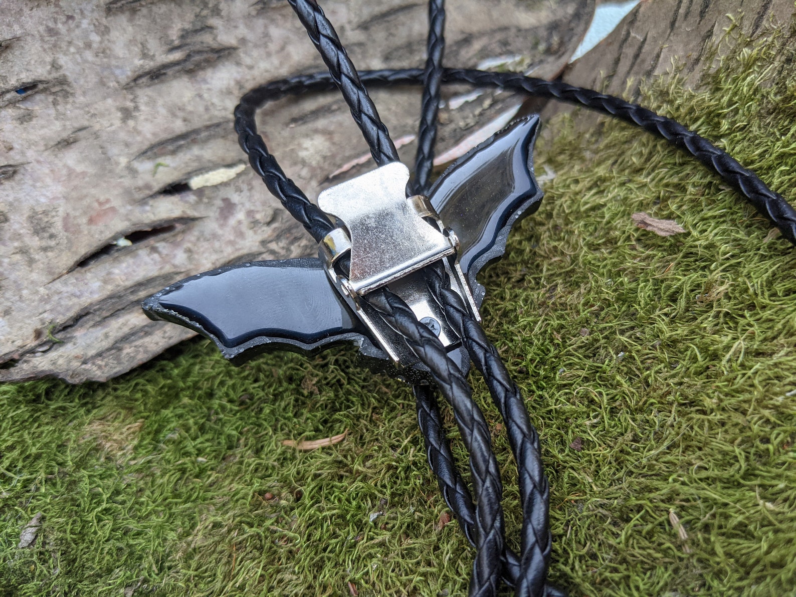 Black Bat BOLO TIE Metallic Purple Bat Bola Wedding Necklace for Men ...