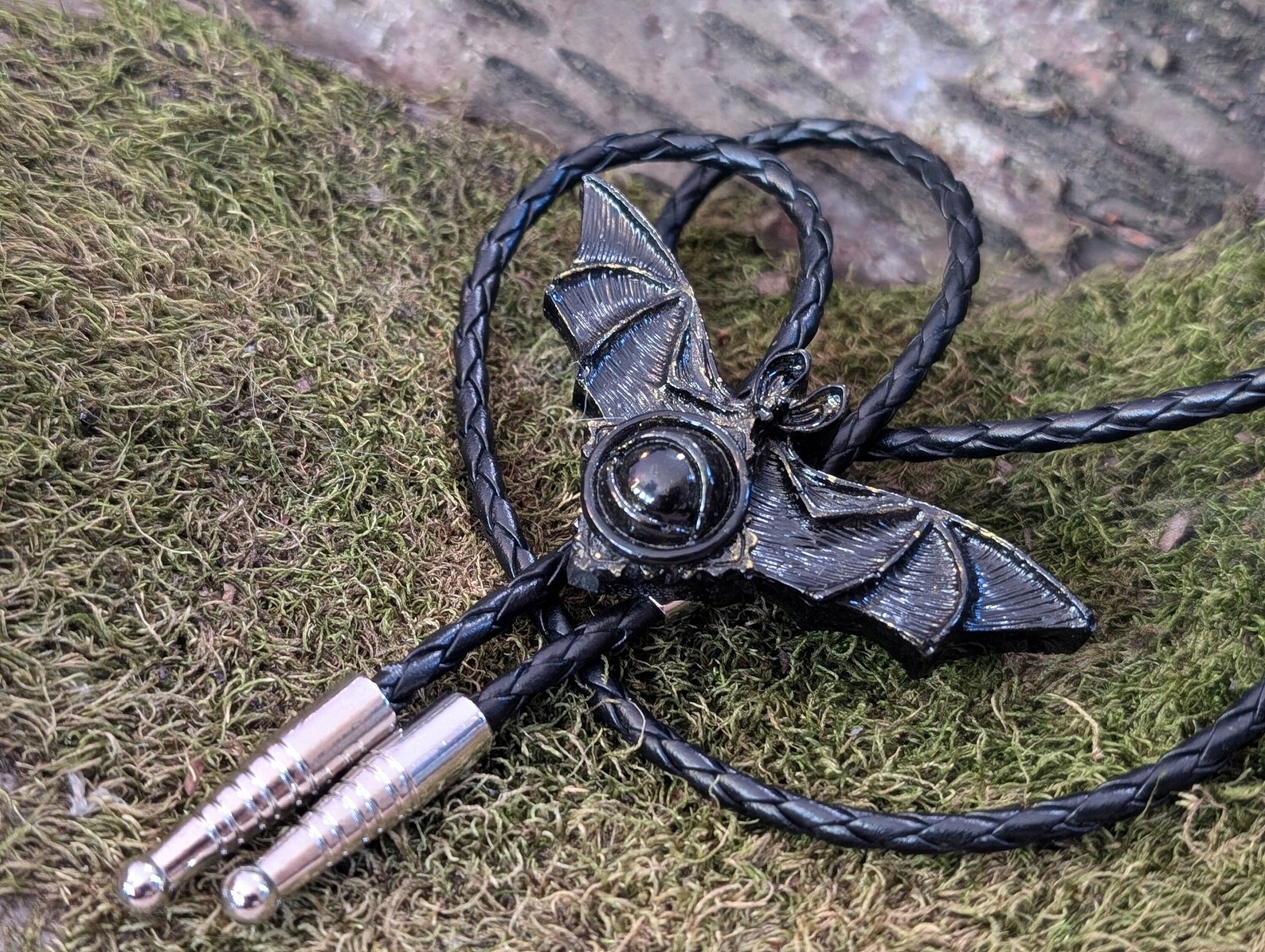 Black Bat BOLO TIE Metallic Purple Bat Bola Wedding Necklace for Men ...