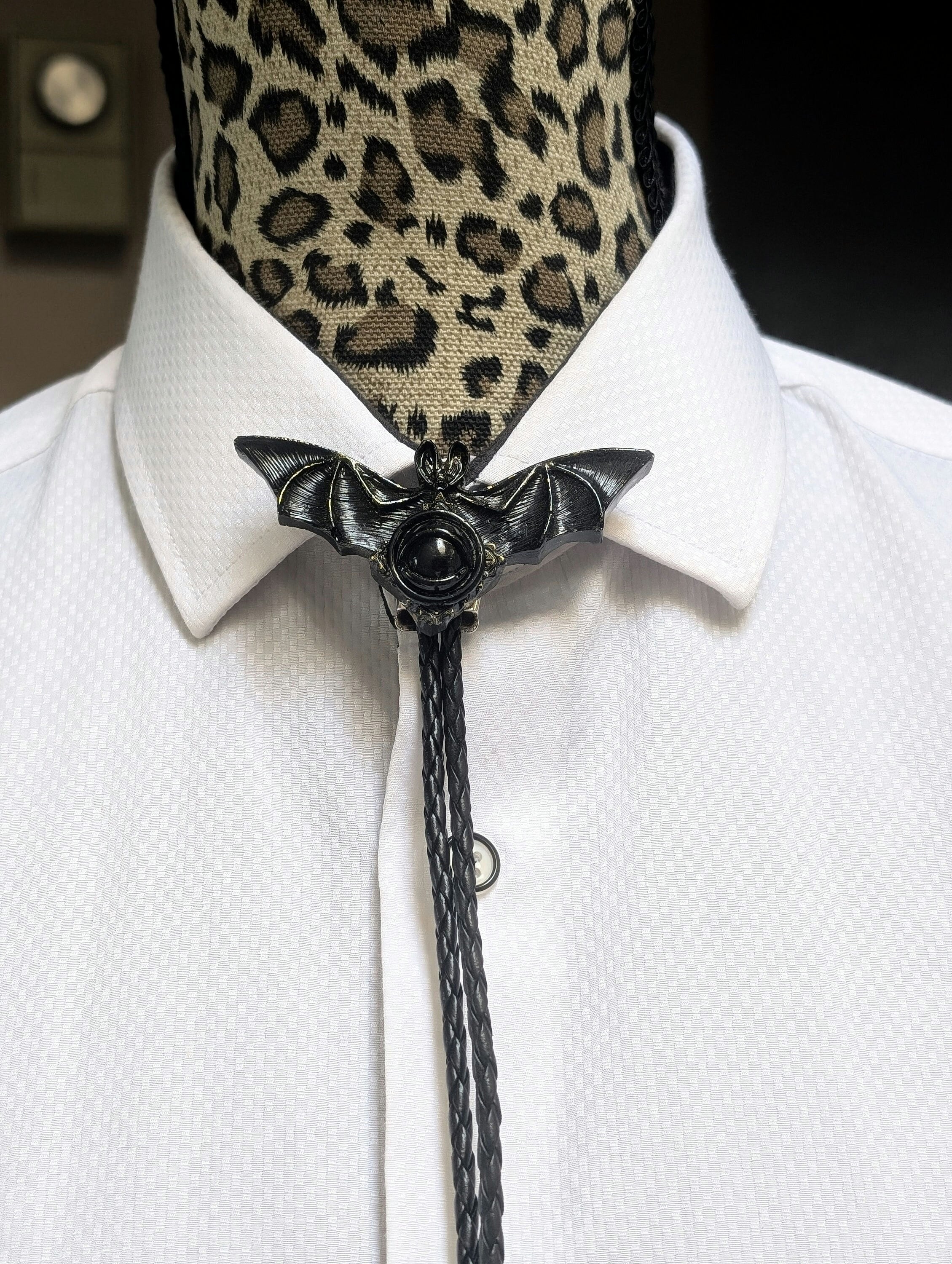 Black Bat BOLO TIE Metallic Purple Bat Bola Wedding Necklace for Men ...