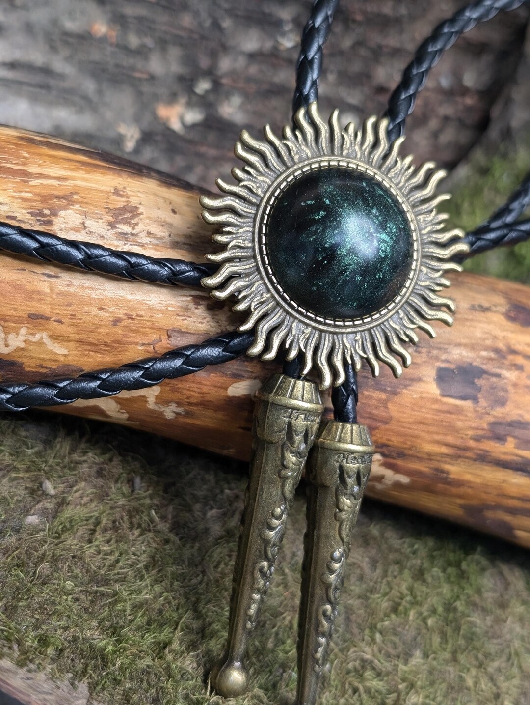 Green Emerald Sun BOLO TIE - Bronze - Goth - Wedding- GIFTS for Men ...