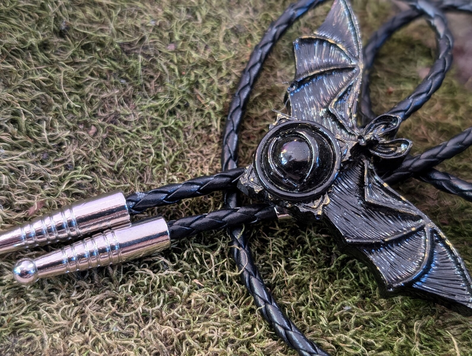 Black Bat BOLO TIE Metallic Purple Bat Bola Wedding Necklace for Men ...