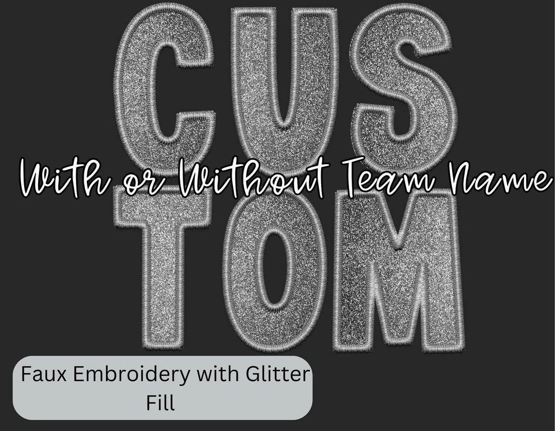 Custom Faux Glitter Fill With Faux Embroidery Outline PNG - Etsy