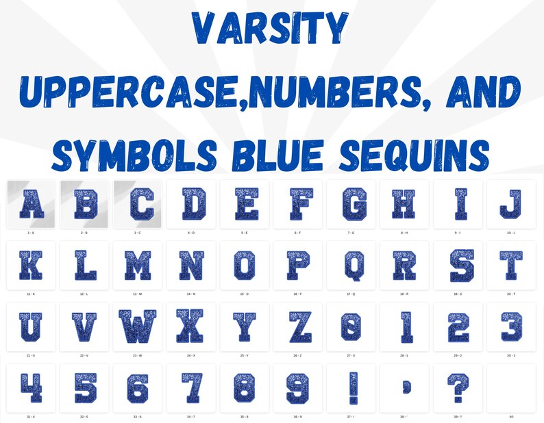 FAUX BLUE SEQUIN Letters- Png Digital File Faux Sequin Png File - Etsy