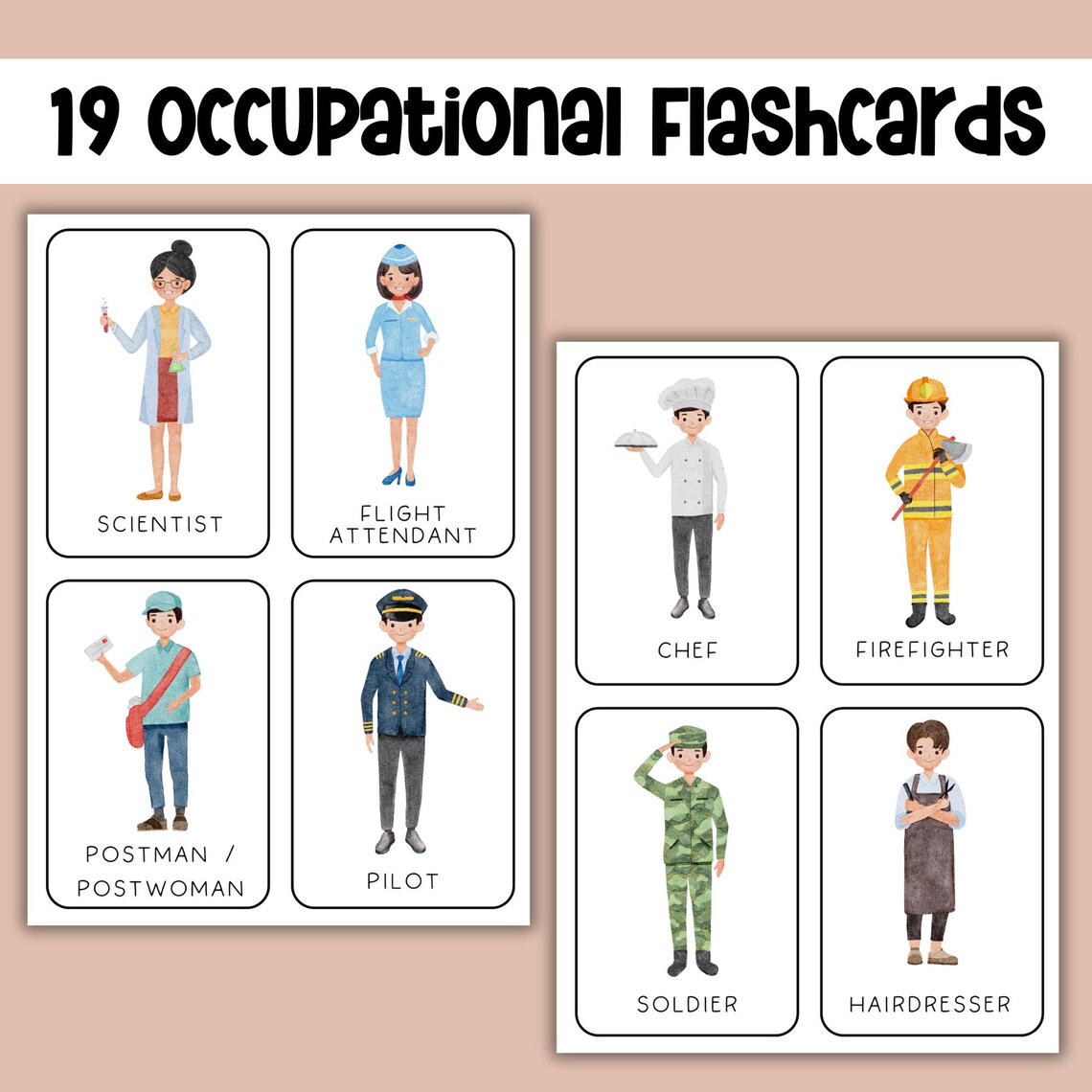 Community Helper Flashcards, Occupation Montessori Educational ...
