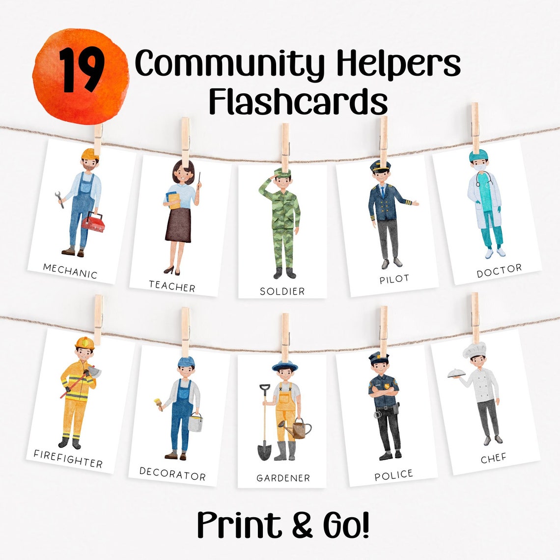 Community Helper Flashcards, Occupation Montessori Educational ...