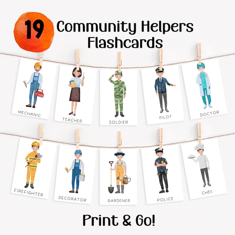 Community Helper Flashcards, Occupation Montessori Educational ...