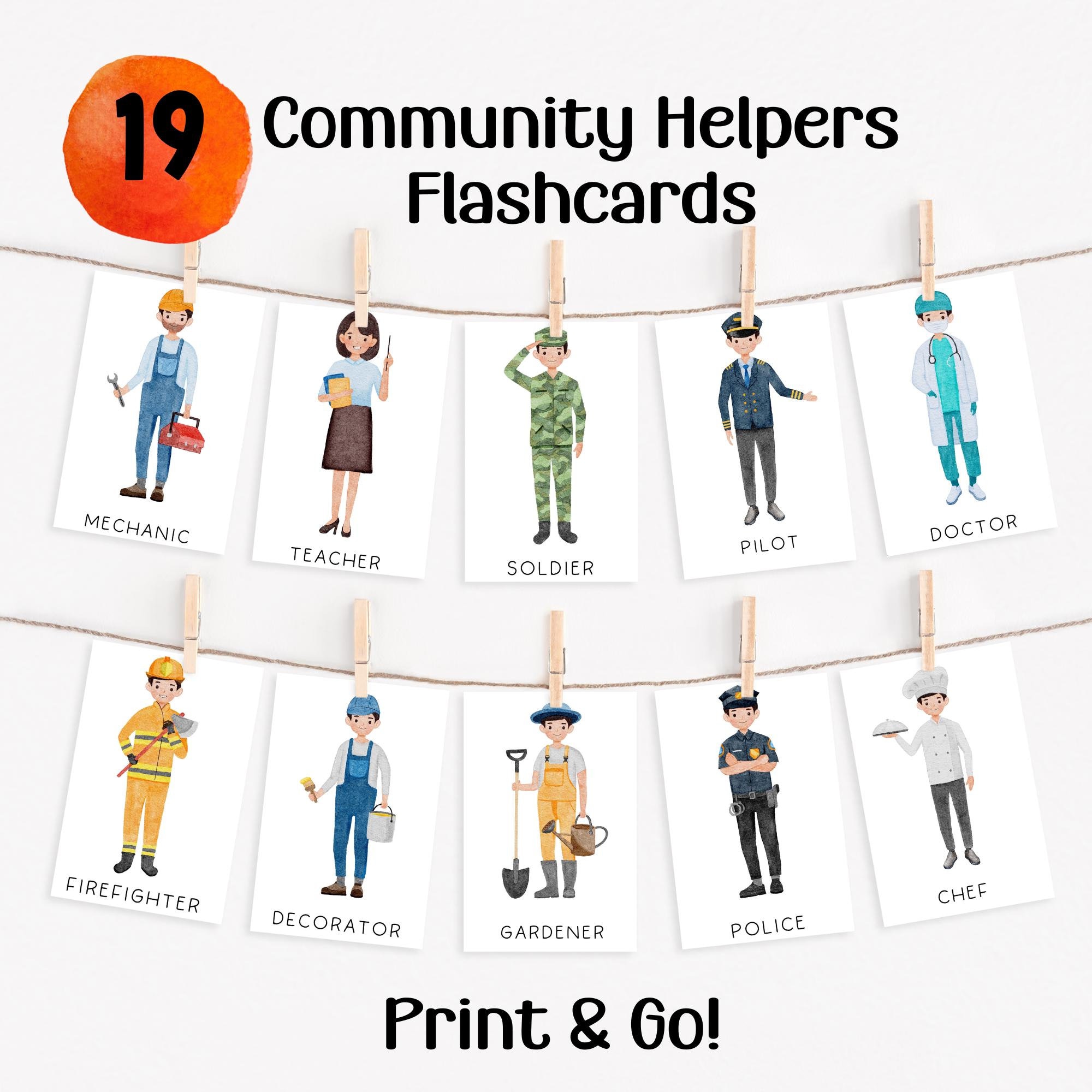 Community Helper Flashcards, Occupation Montessori Educational ...
