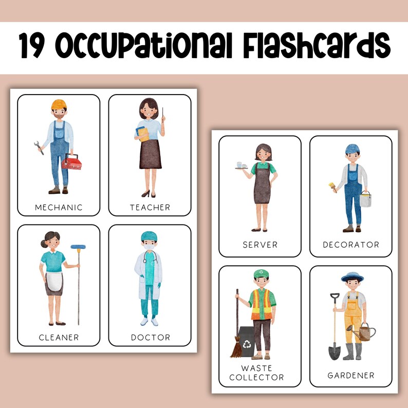 Community Helper Flashcards, Occupation Montessori Educational ...