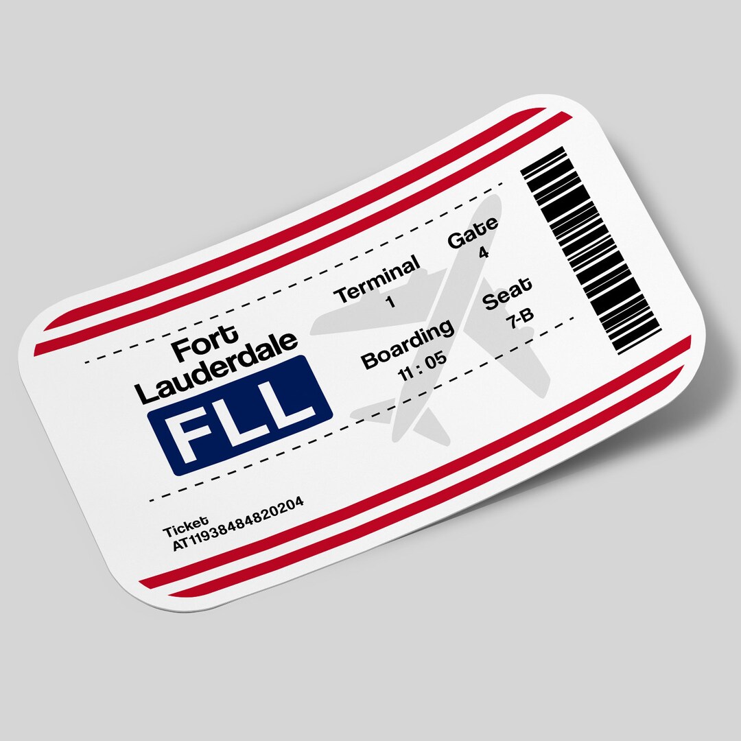 Fort Lauderdale Sticker, Ticket Airport Sticker, Travel Sticker ...