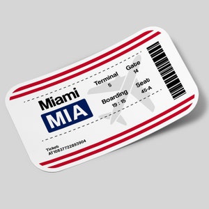 Miami Sticker, Ticket Airport Sticker, Travel Sticker Waterproof for ...