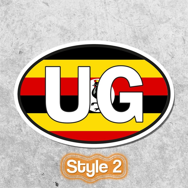Uganda Sticker Oval Flag Waterproof for Water Bootle, Car, Laptop ...