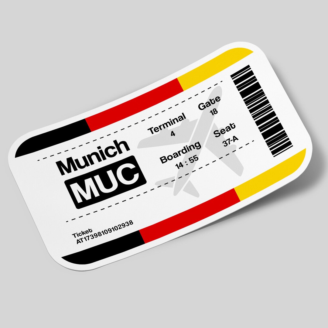 Munich Sticker, Ticket Airport Sticker, Travel Sticker Waterproof for ...