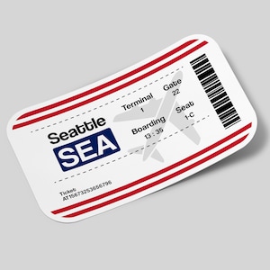 Seattle Sticker, Ticket Airport Sticker, Travel Sticker Waterproof for ...