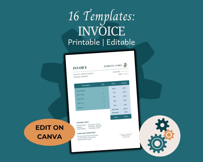 Invoice Templates for Small Busy Businesses, A4 Printable and ...