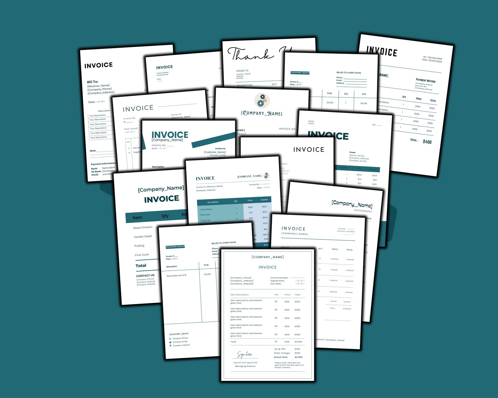 Invoice Templates for Small Busy Businesses, A4 Printable and ...