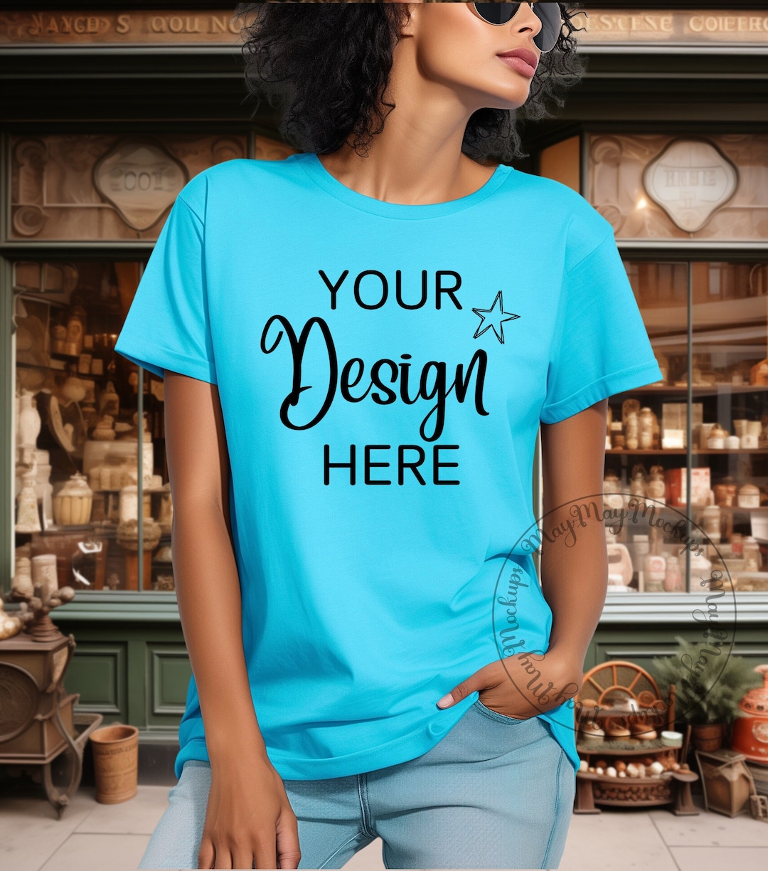 Bella Canvas 3001 Turquoise T-shirt Mockup Bella Tshirt Mock Up ...