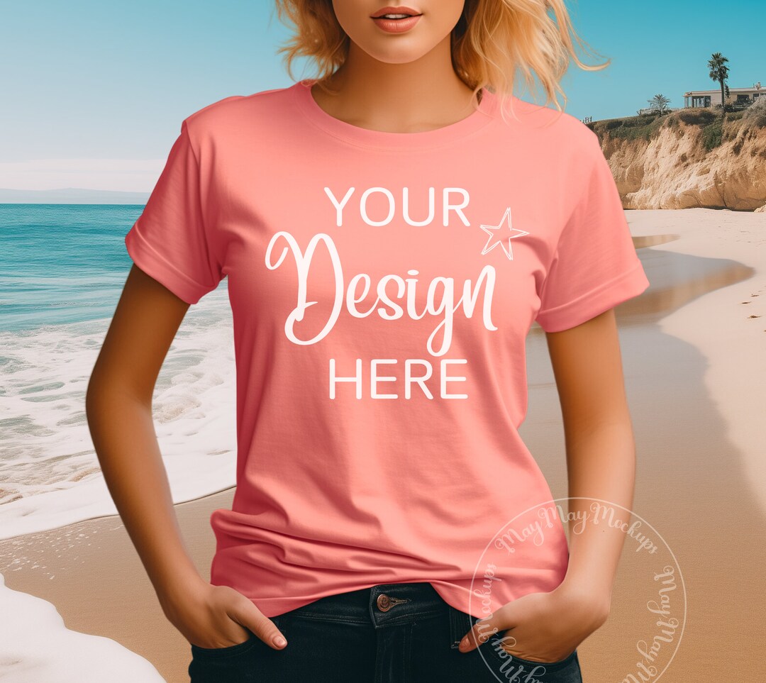 Bella Canvas 3001 Sunset, 3001 Bella Canvas Mockup Female, Bella Tshirt ...