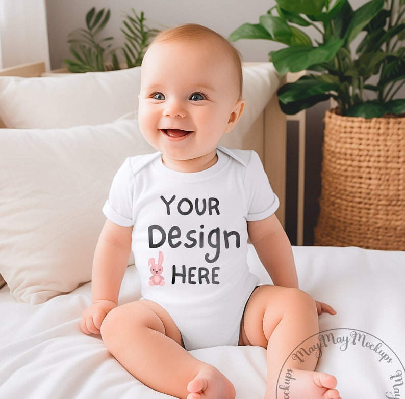 Rabbit Skins 4400 White Bodysuit Baby Mockup Rabbit Skins Mock up ...