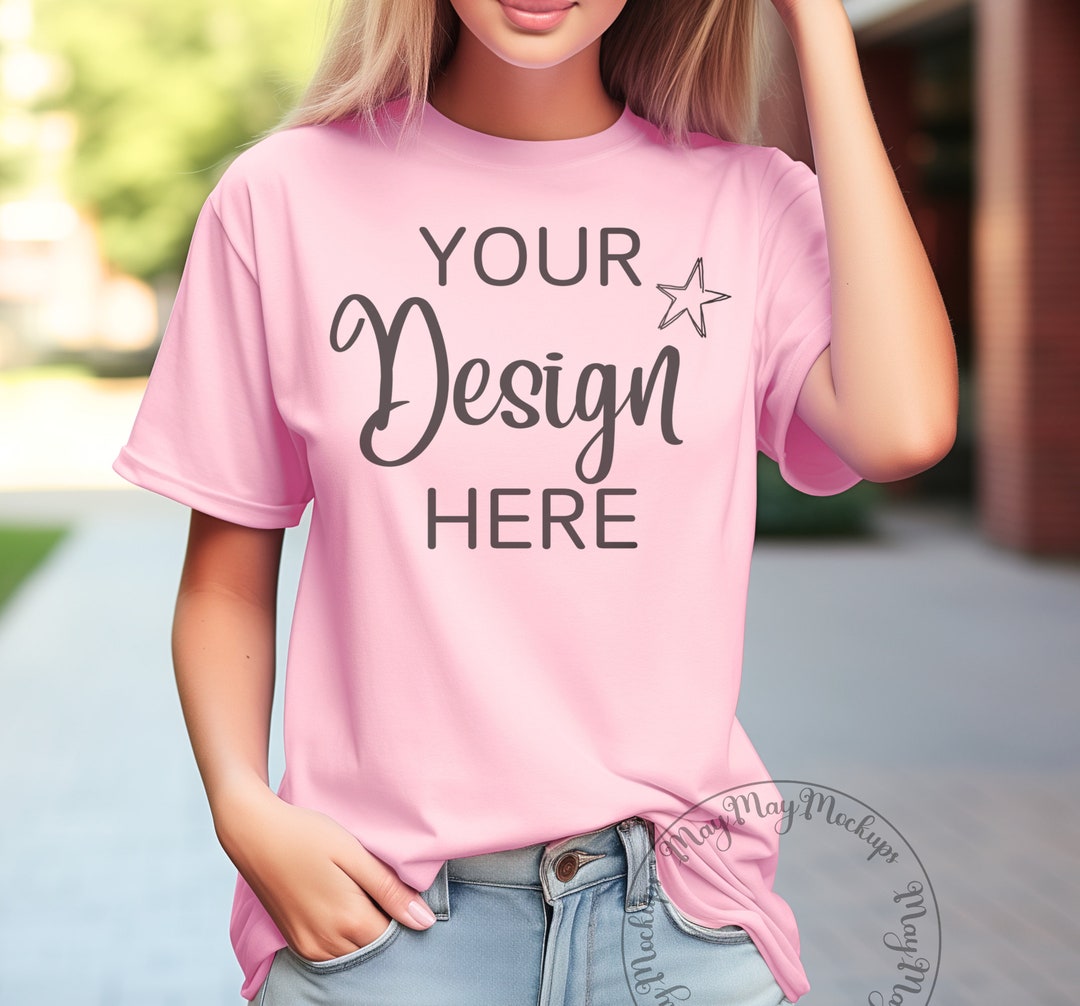 Pink 3001 Bella Canvas 3001 Pink Bella Canvas Mockup Pink Tshirt Mockup ...