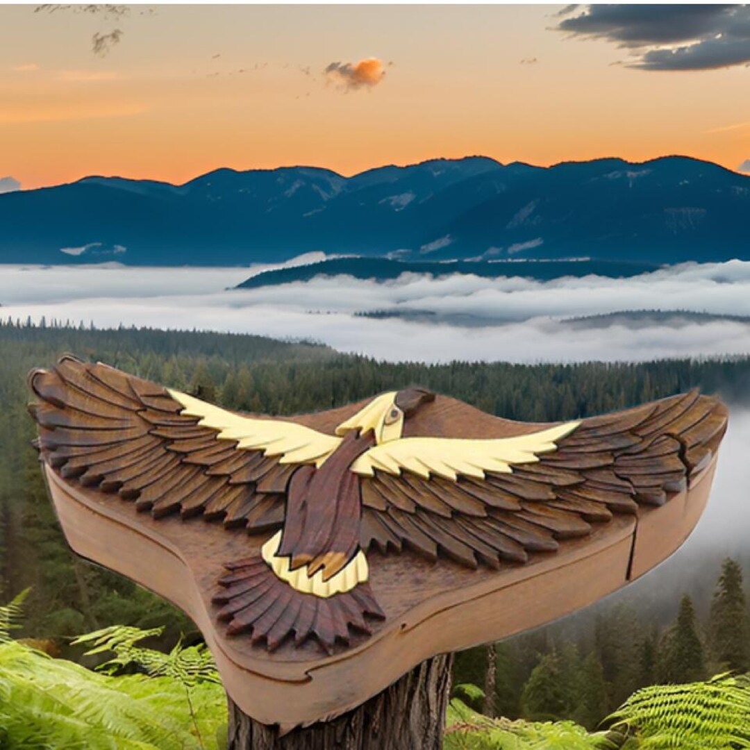 Hawk Handcrafted Wooden Puzzle Box - Secret Compartment - All Natural ...