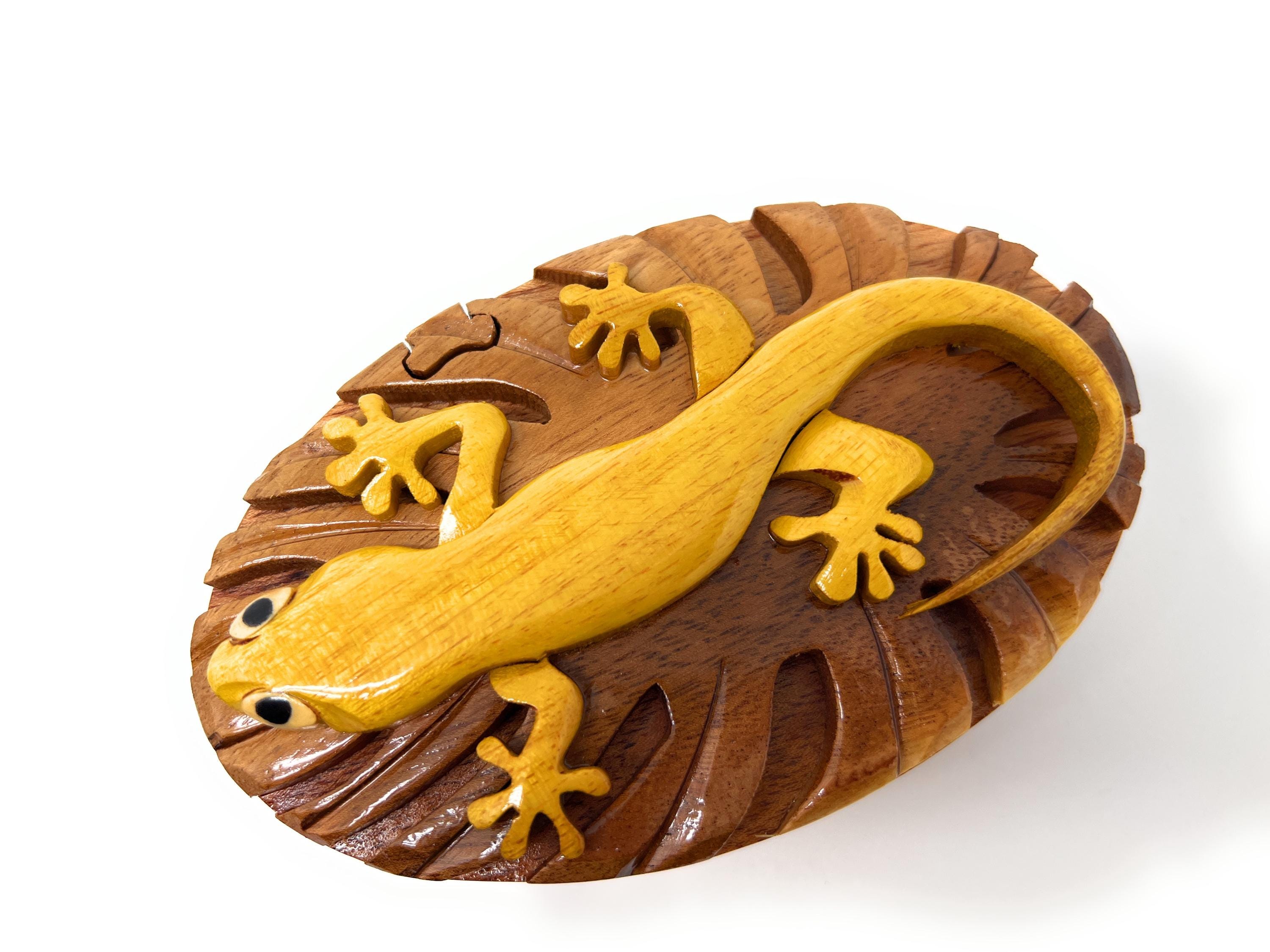 Gecko - Handcrafted Wooden Puzzle Box With Secret Compartment - All ...