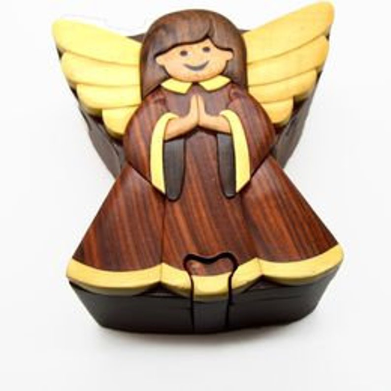 Angel Handcrafted All-natural Intarsia Wood Puzzle Box - Etsy