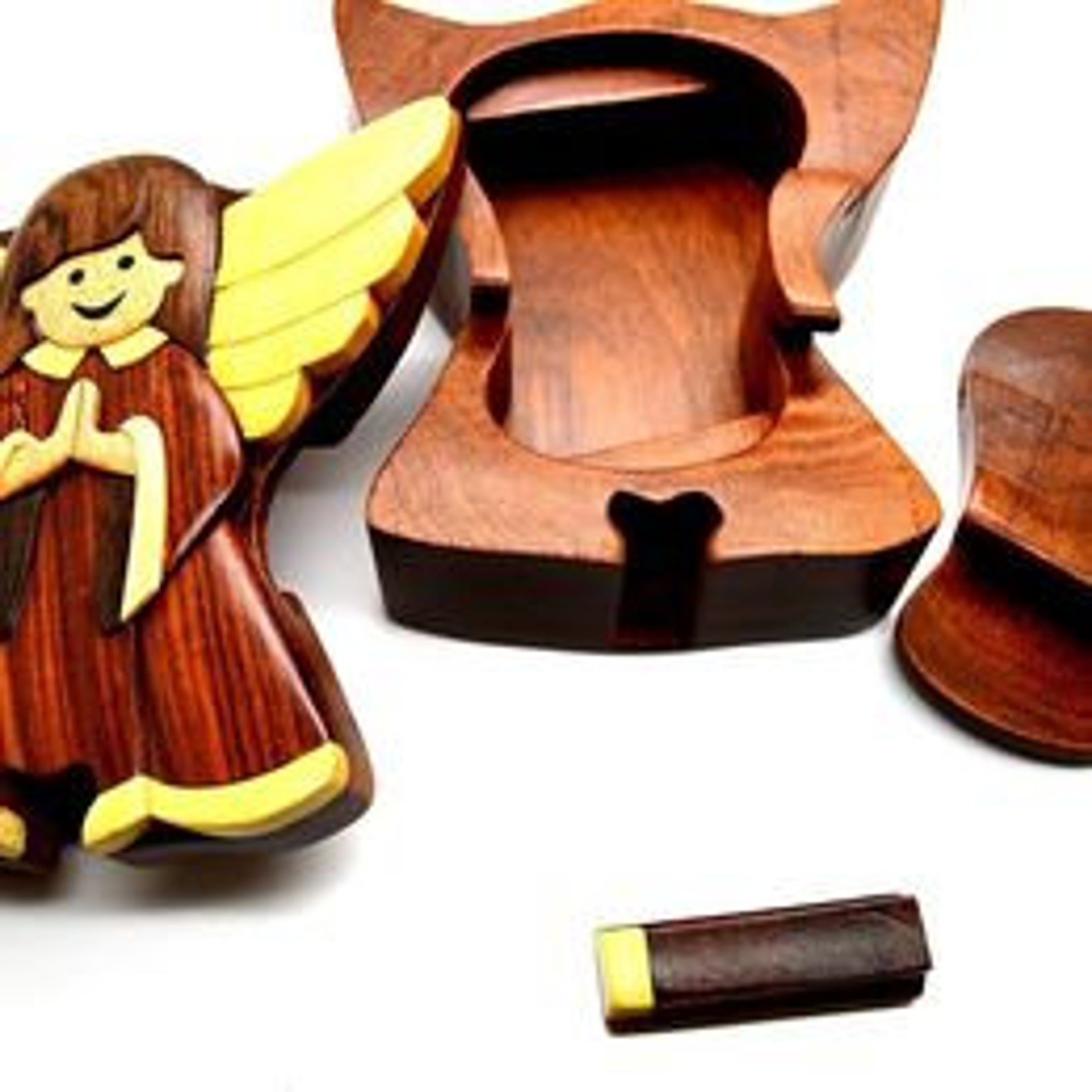 Angel Handcrafted All-natural Intarsia Wood Puzzle Box - Etsy