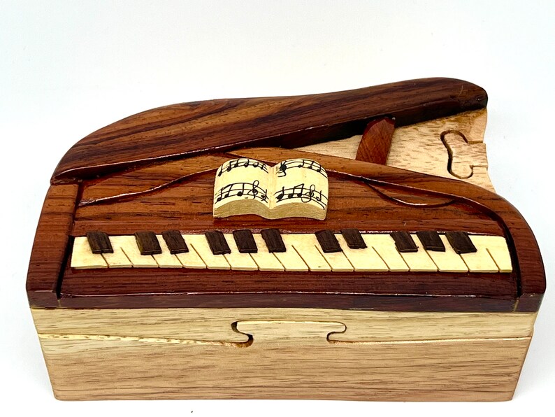 Handcrafted Piano Puzzle Box: Intarsia Wood Art With Secret Compartment ...