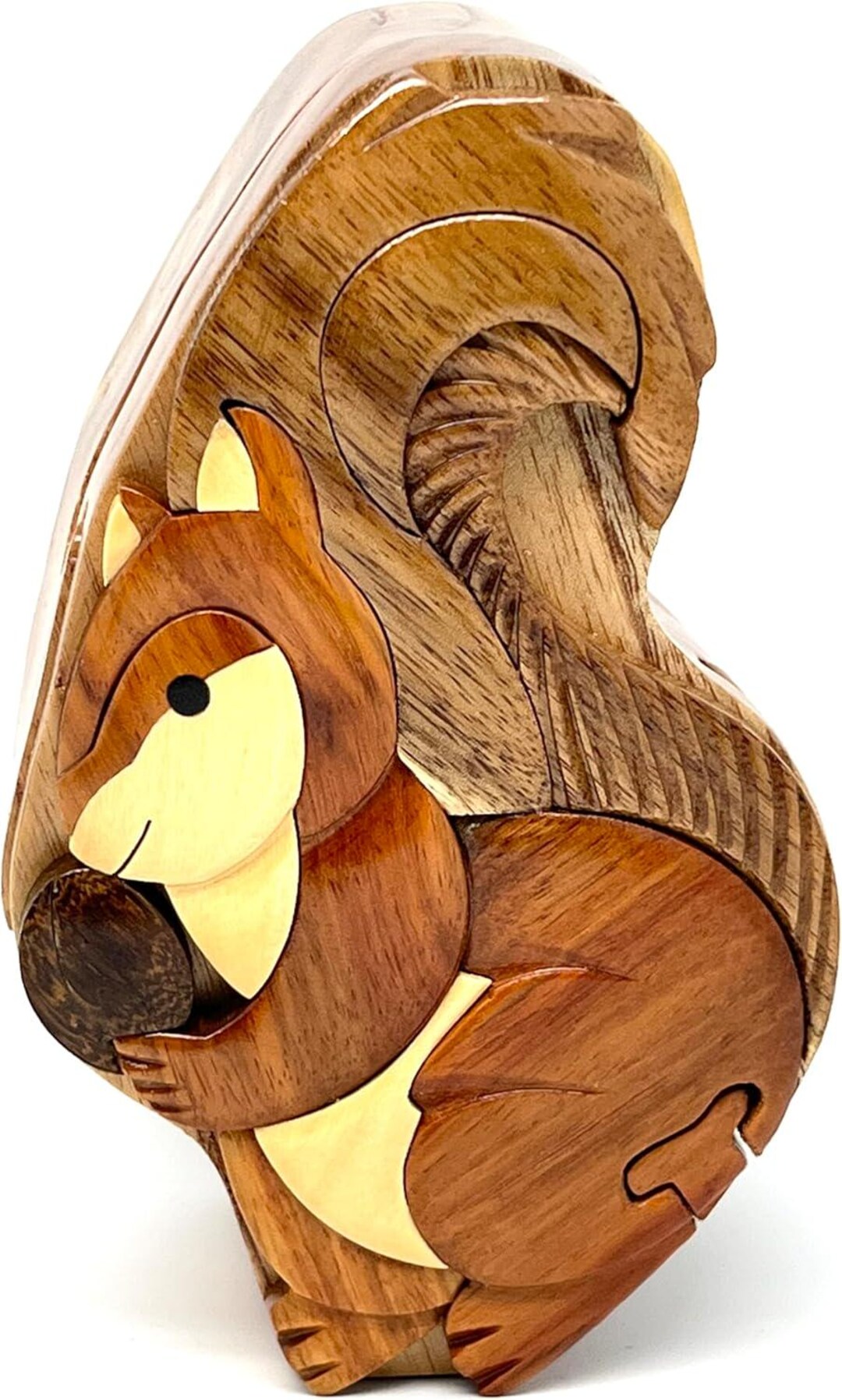 Squirrel- All Natural Intarsia Wood Puzzle Box - Handcrafted With ...