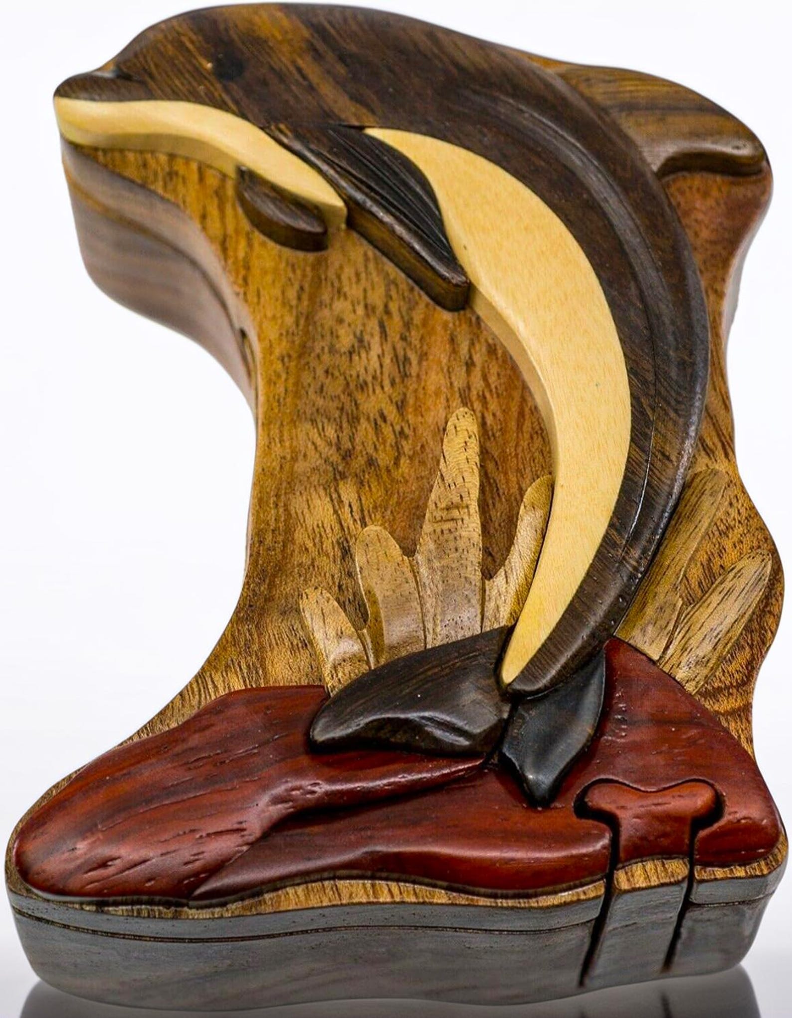 Leaping Dolphin Wooden Puzzle Box - Handcrafted With Secret Compartment ...