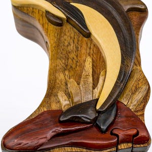 Leaping Dolphin Wooden Puzzle Box - Handcrafted With Secret Compartment ...