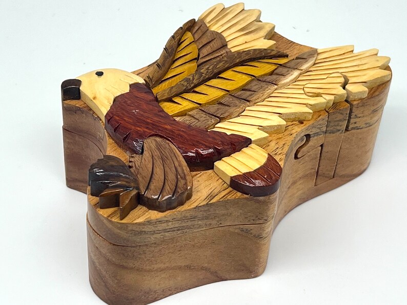 Flying Eagle Wooden Puzzle Box Handcrafted With Secret Compartment All ...