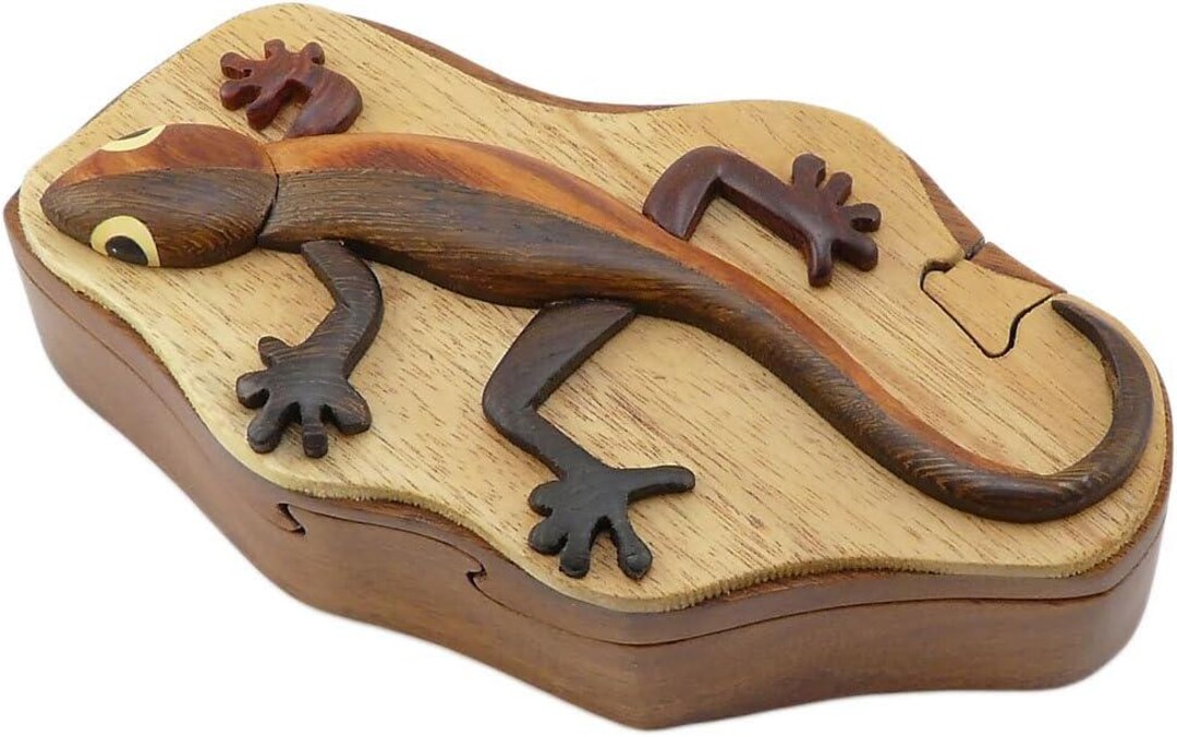 Gecko - Handcrafted Wooden Puzzle Box With Secret Compartment - All ...