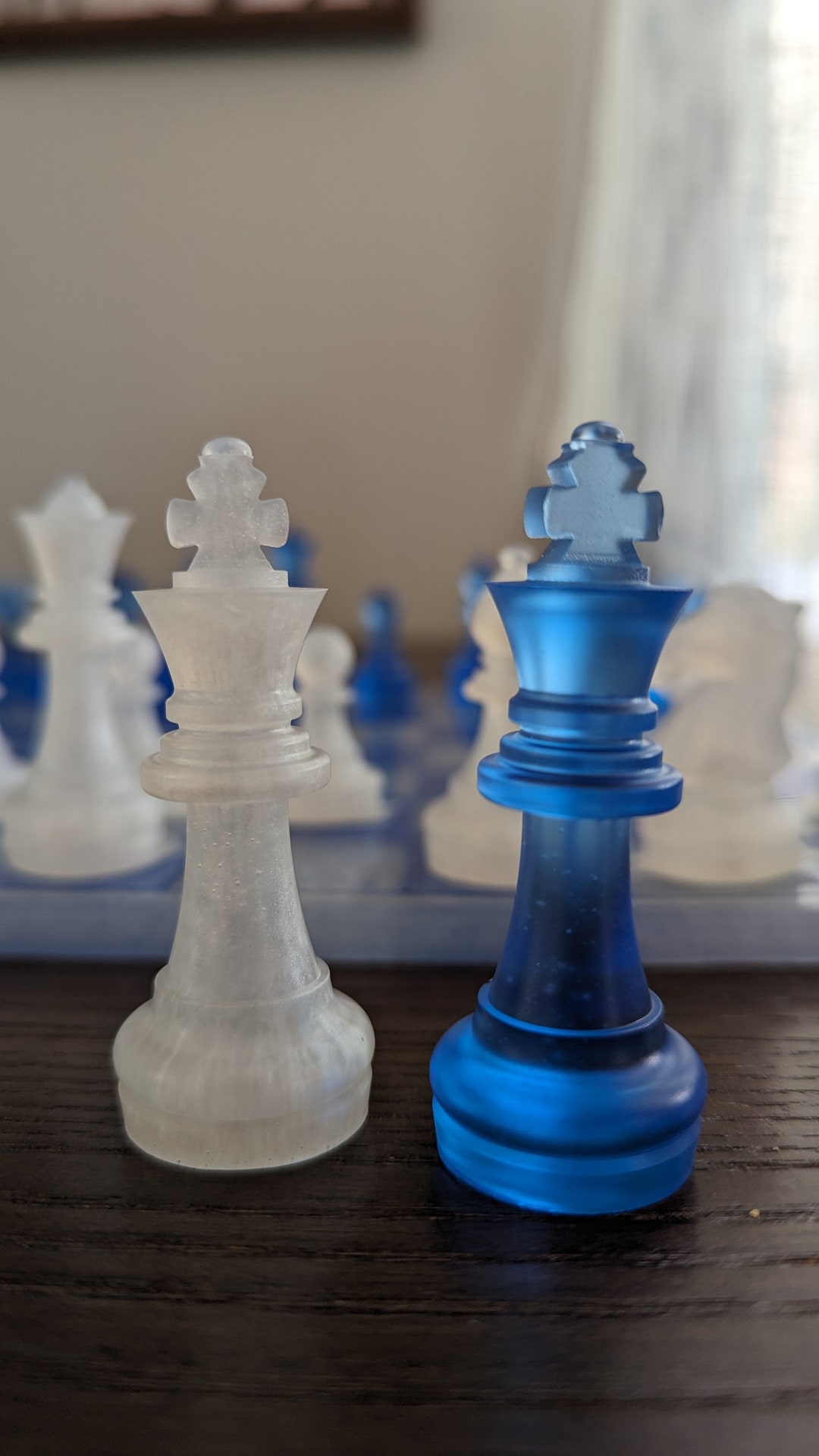 Chess/checker Board Epoxy Blue and White - Etsy