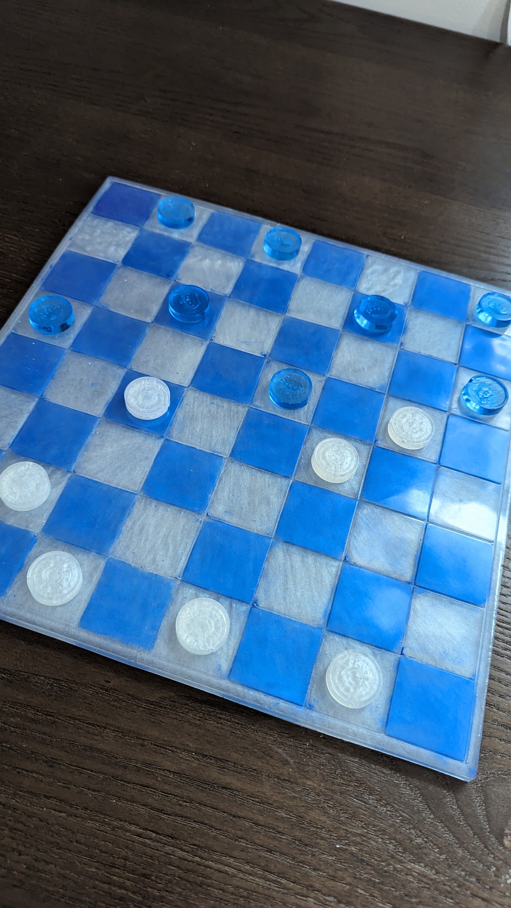 Chess/checker Board Epoxy Blue and White - Etsy
