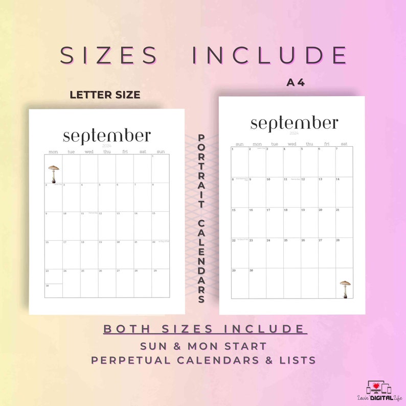 2024 2025 Calendar Bundle A4+US Letter Size - Printable & Editable ...