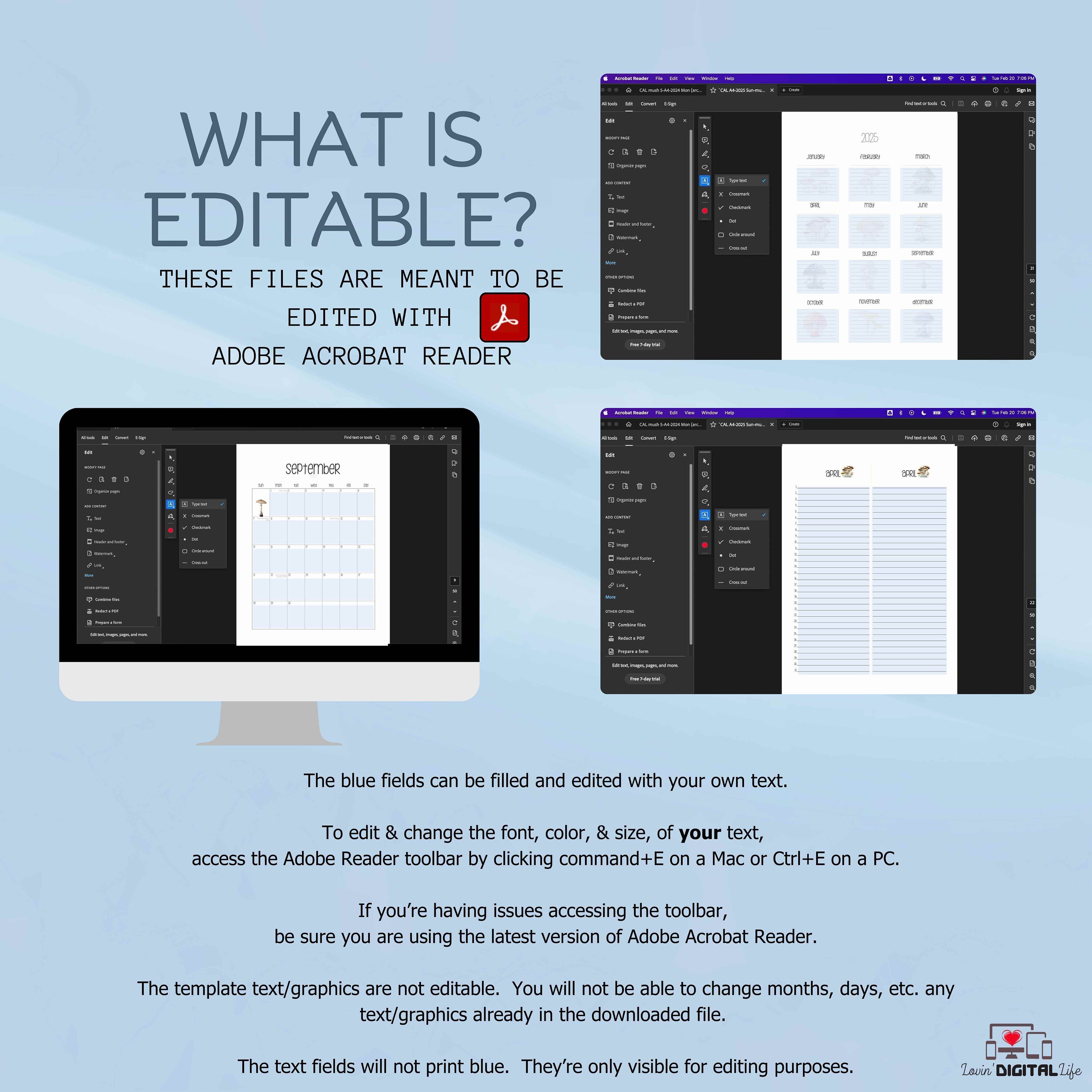 2024 2025 Calendar Bundle A4+US Letter Size - Printable & Editable ...