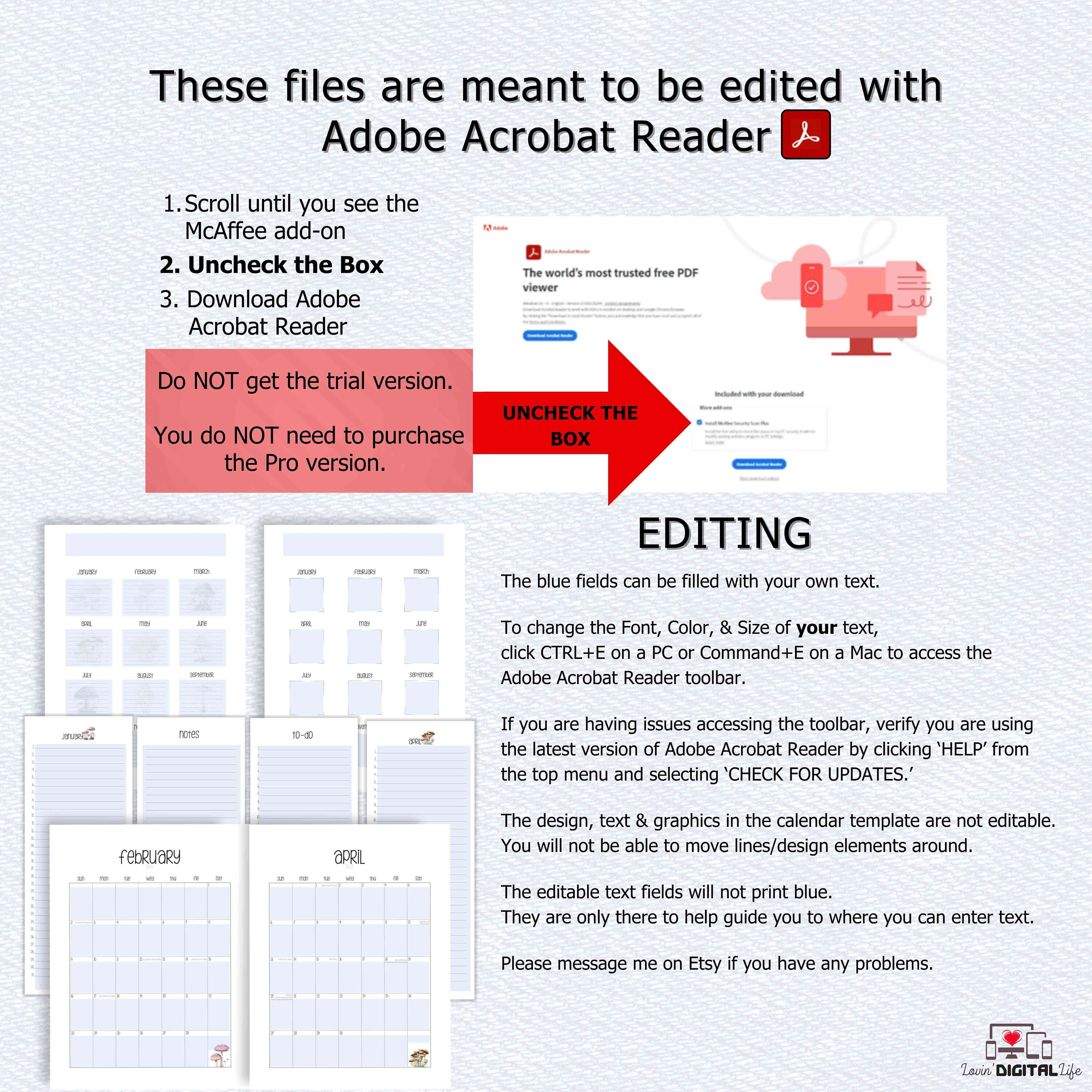 2024 2025 Calendar Bundle A4+US Letter Size - Printable & Editable ...