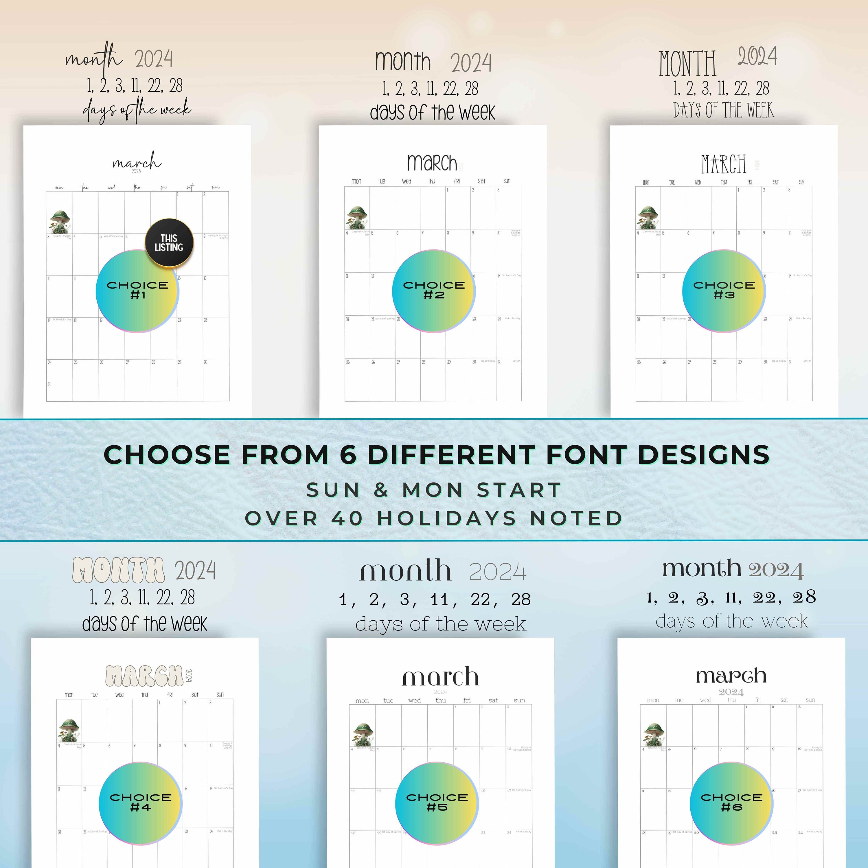 2024 2025 Calendar Bundle A4+US Letter Size - Printable & Editable ...