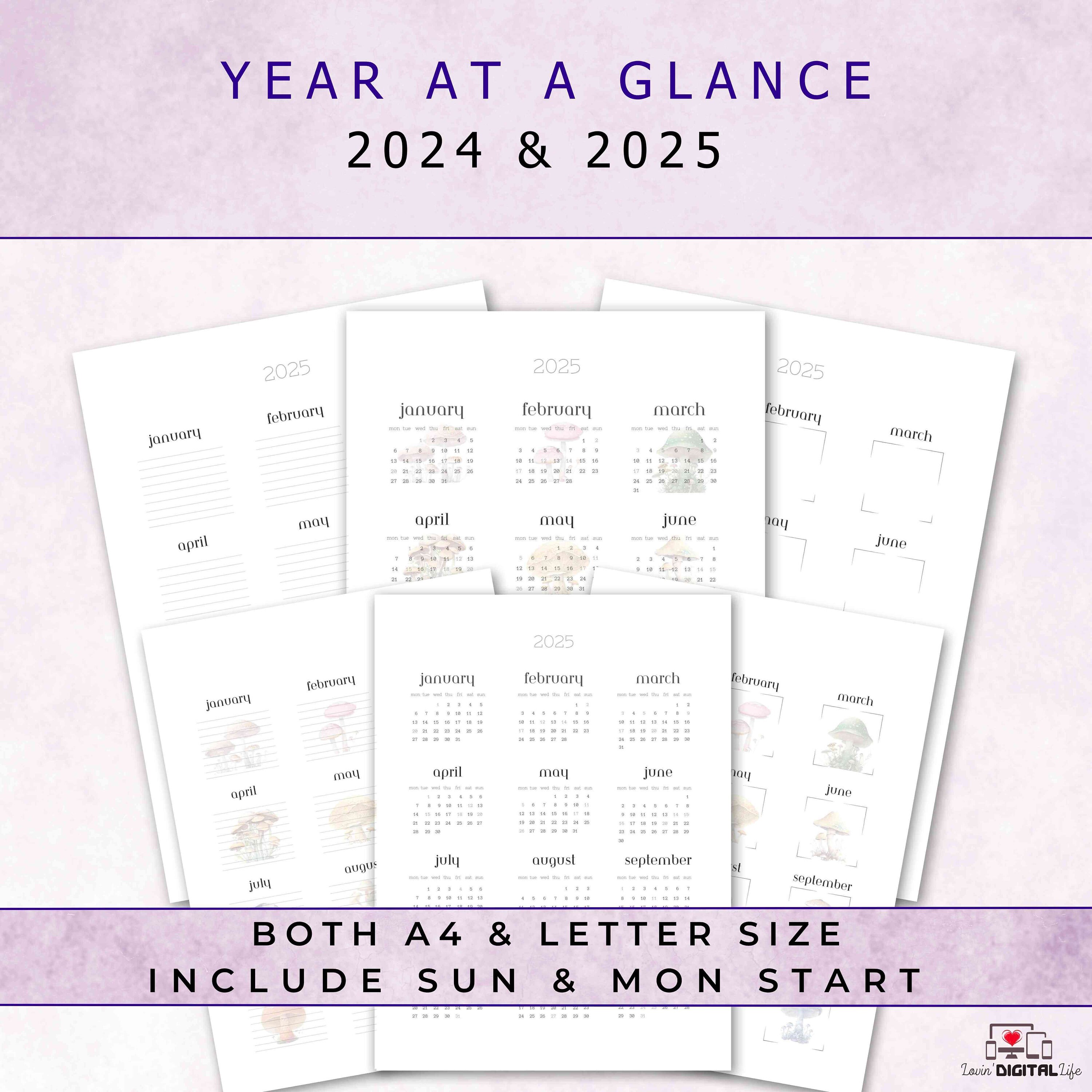 2024 2025 Calendar Bundle A4+US Letter Size - Printable & Editable ...