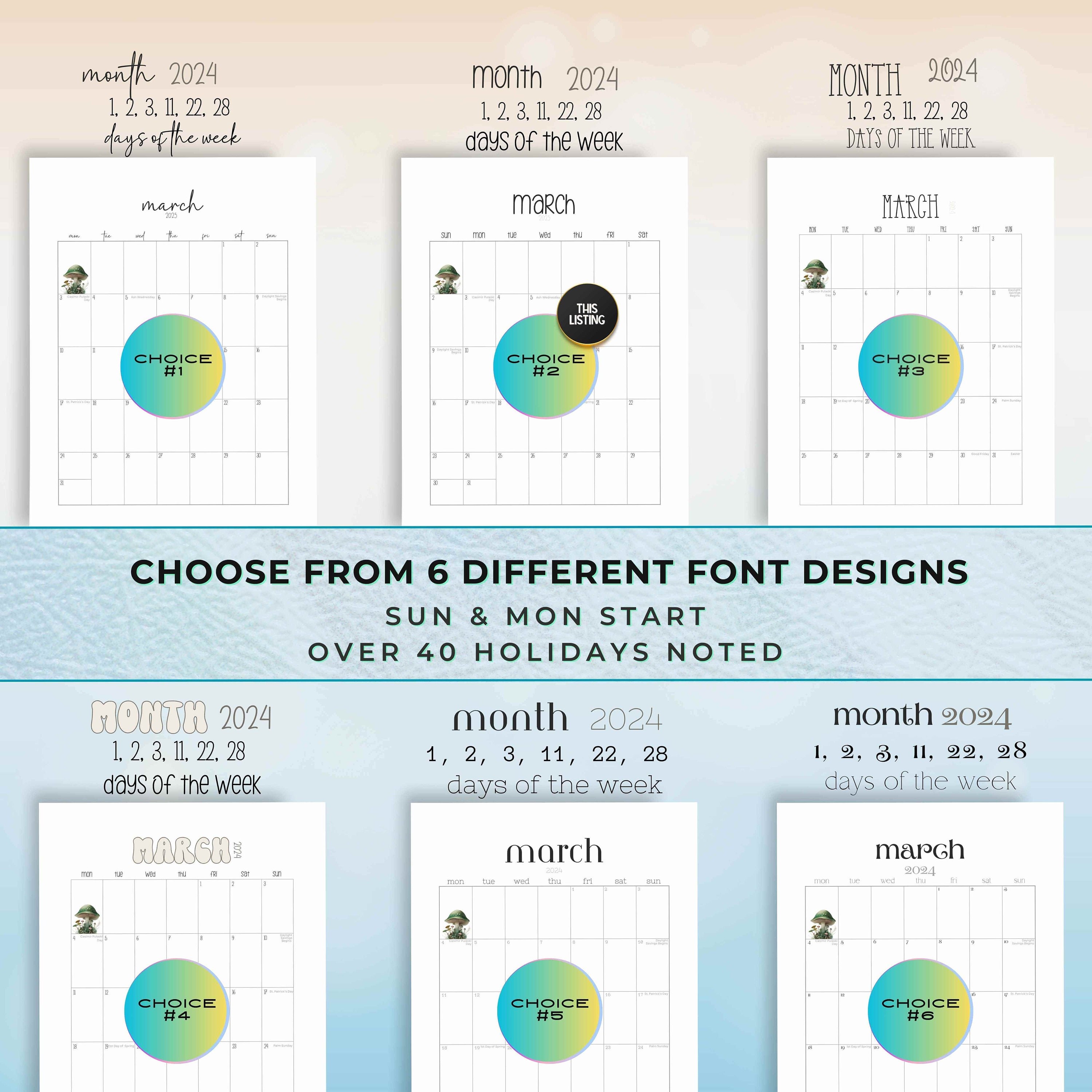 2024 2025 Calendar Bundle A4+US Letter Size - Printable & Editable ...