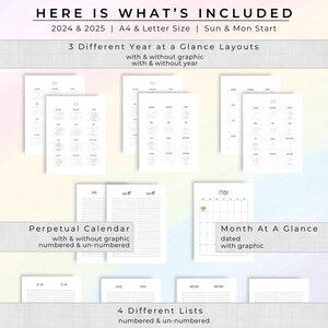 2024 2025 Calendar Bundle A4US Letter Size Printable & Editable ...