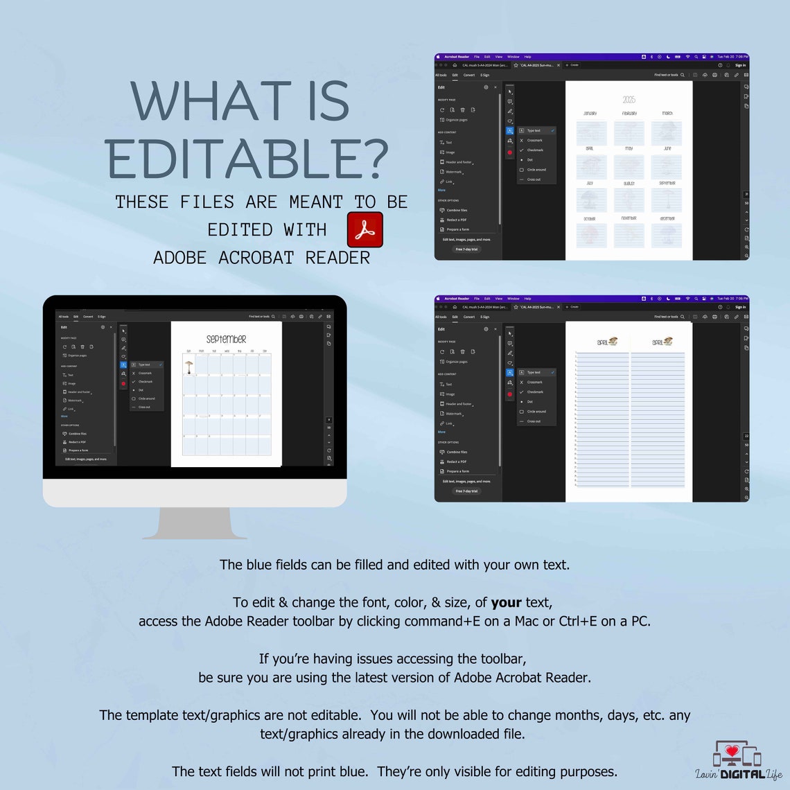 2024 2025 Calendar Bundle A4+US Letter Size - Printable & Editable ...